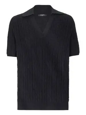 Balmain Monogram-jacquard Knitted Top - Black