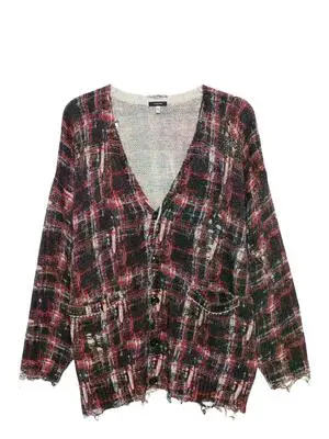 R13 Oversized Checked Cardigan - Black