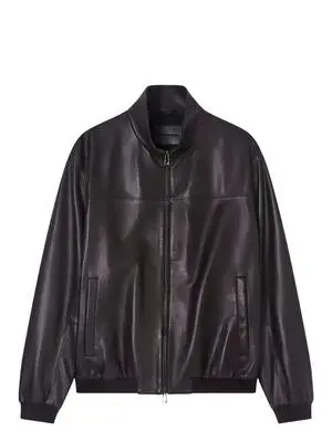 Emporio Armani Leather Zip-up Jacket - Brown