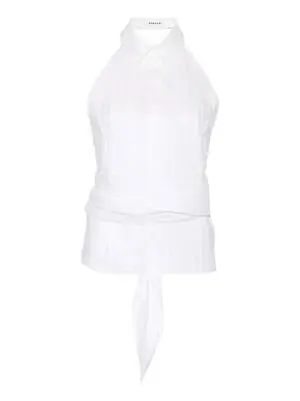 P.a.r.o.s.h Pleated Halterneck Top - White