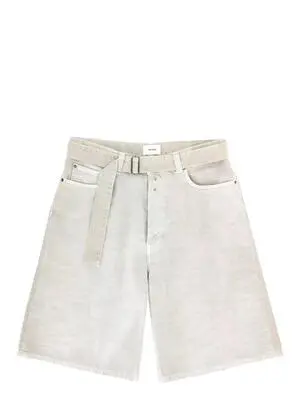 HAIKURE Belted Denim Wide Leg Shorts - Neutrals