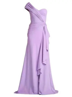 Tadashi Shoji Draped One-shoulder Maxi Dress - Purple