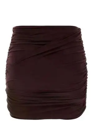 Magda Butrym Draped Ruched Mini Skirt - Brown
