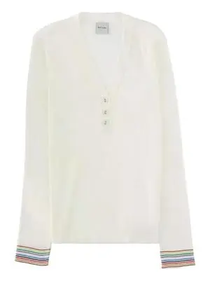 Paul Smith Ribbed Knit Button-up Top - Neutrals