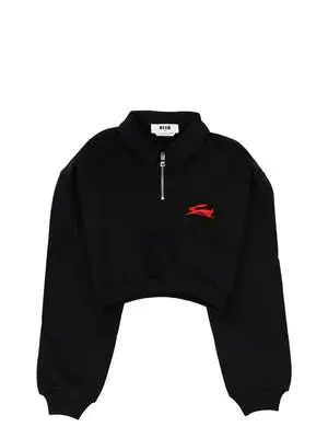 MSGM Half-zip Cropped Sweatshirt - Black