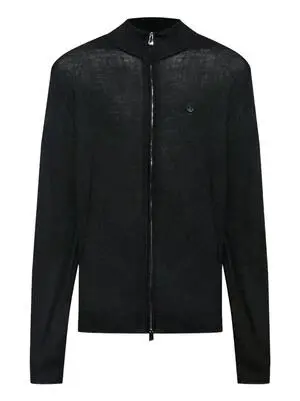 Emporio Armani High-neck Zipped Cardigan - Black