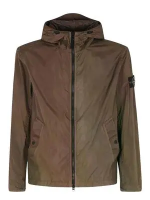 Stone Island Crinkle Hooded Jacket - Brown