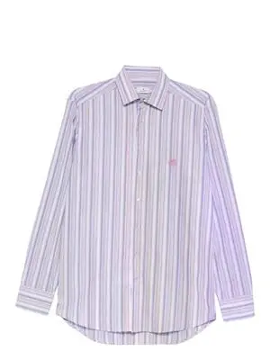 Etro Striped Embroidered-logo Shirt - Blue
