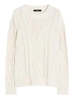 Max Mara Cable And Diamond Knit Cotton Sweater - Ecru