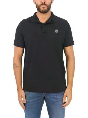 Stone Island Logo-badge Polo Shirt - Black