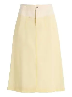 Bottega Veneta Cotton Gauze A-line Midi Skirt - Yellow