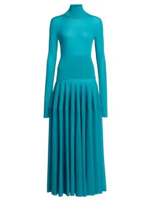 Alaïa Knitted Crinoline Peplum Maxi Dress - Turquoise