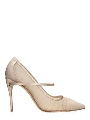 Jennifer Chamandi Tulle Plissé Lorenzo Pumps 105 - Nude