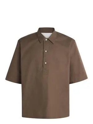 Officine Générale Organic Cotton Half-placket Joris Shirt - Brown