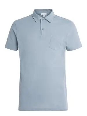Sunspel Supima Cotton Riviera Polo Shirt - Blue