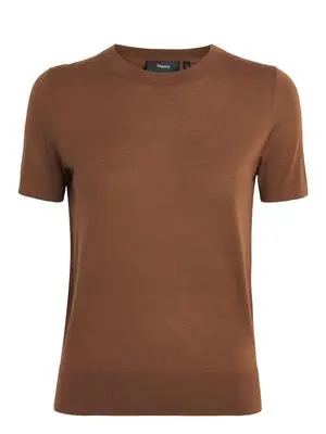Theory Merino Wool T-shirt - Brown