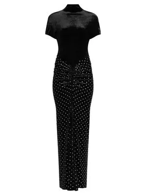 Alaïa Crystal-embellished Draped Maxi Dress - Black
