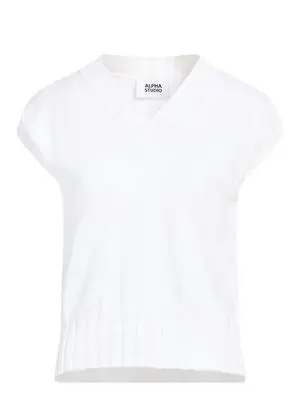 Alpha Studio Cotton Knit Sleeveless Top - White