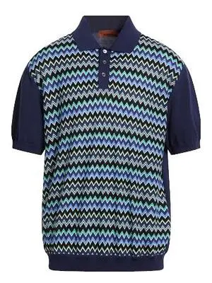 Missoni Cotton Knit Short Sleeve Sweater - Navy