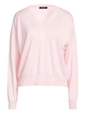 ARAGONA Knitted V-neck Sweater - Pink
