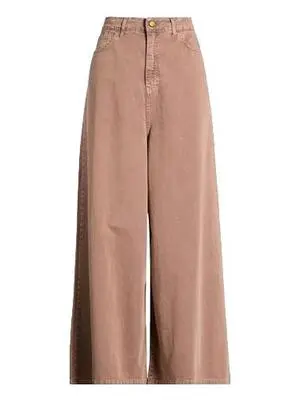 ALYSI Cotton Twill Wide-leg Pants - Brown