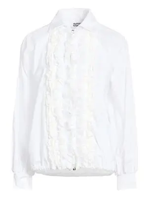 Alpha Studio Ruched Cotton Shirt - White