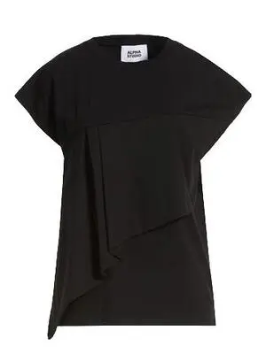 Alpha Studio Cotton-elastane T-shirt - Black