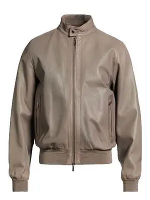 MOORER Leather Harrington Jacket - Grey