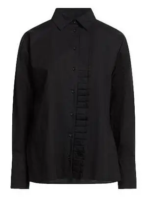 Alpha Studio Ruched Stretch Poplin Shirt - Black