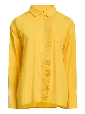Alpha Studio Ruched Stretch Poplin Shirt - Yellow