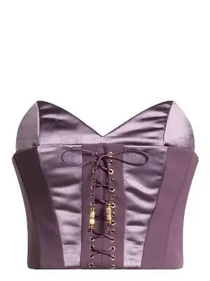 Elisabetta Franchi Crepe Jacquard Corset Top Purple