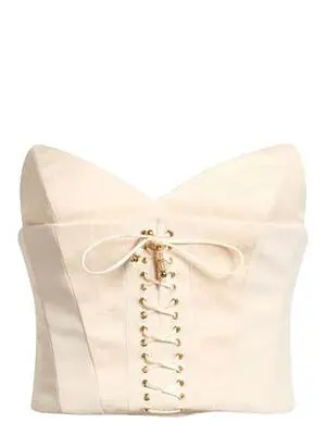 Elisabetta Franchi Crepe Jacquard Corset Top White