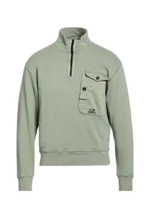 C.P. COMPANY Cotton-elastane Half-zip Sweatshirt - Sage Green