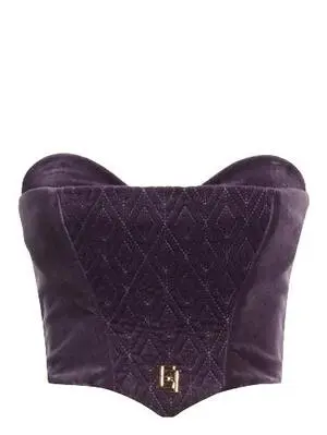 Elisabetta Franchi Strapless Corset Top - Purple