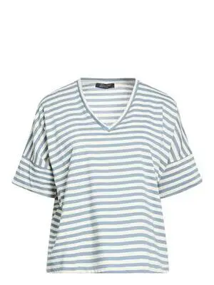 ARAGONA Printed Striped T-shirt - Blue