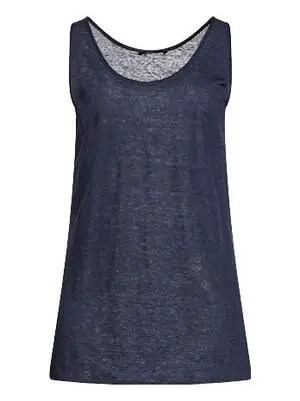 ARAGONA Linen Tank Top - Navy