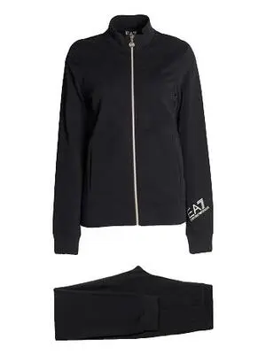 EA7 Tracksuit With Brand Logo And Knitted Trims - Black
