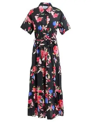 KAOS Floral-print Cotton Maxi Dress - Black