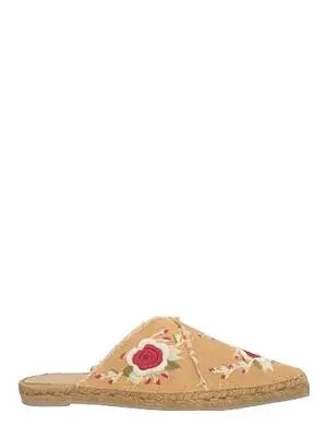 CastaÑer Embroidered Floral Espadrille Mules - Camel