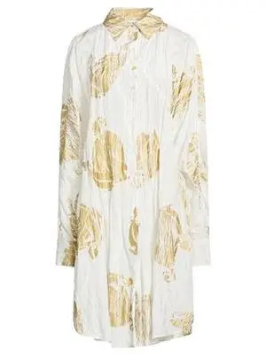 LANVIN Mini Shirt Dress With Metallic Fiber - Gold