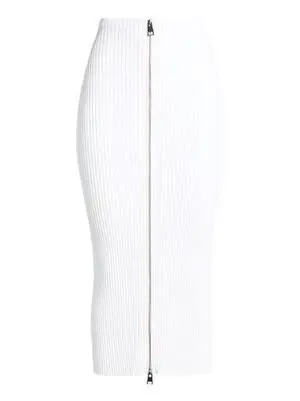 Liviana Conti Midi Ribbed-knit Pencil Skirt - White