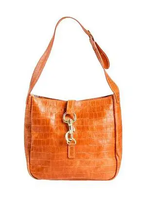 LAURA DI MAGGIO Leather Hobo Bag With Crocodile Print - Orange