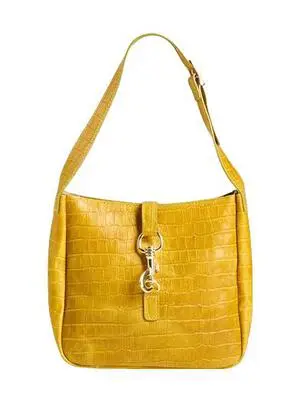 LAURA DI MAGGIO Leather Hobo Bag With Crocodile Print - Yellow