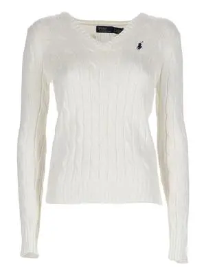 Polo Ralph Lauren Cable Knit V-neck Pullover - White