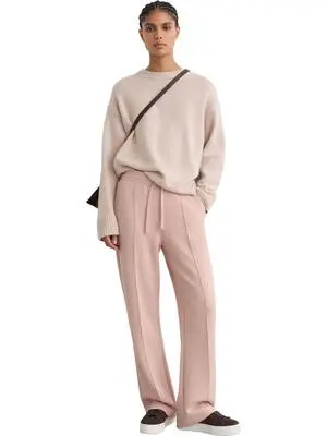 REISS Premium Interlock Wide-leg Joggers - Pale Pink