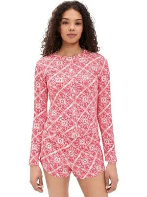 Hill House Home The Kaelie Pointelle Cardigan - Patchwork Doily Heart/white