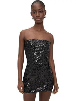 Lioness Sequin Strapless Mini Dress - Noir