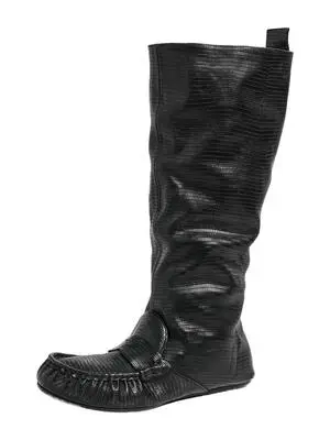 Acne Studios Bojan Slouch Lizard Boots - Black