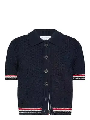 Thom Browne Pointelle Knit Cardigan - Blue