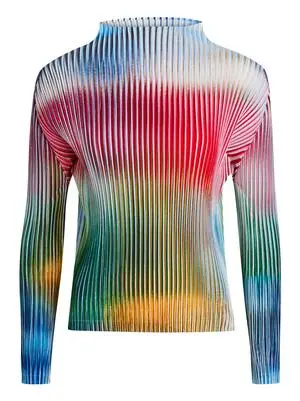 Issey Miyake Pleated Printed Woven Top - Multicoloured